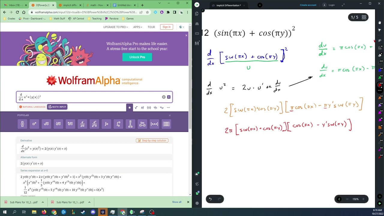 Implicit Differentiation and Wolfram Alpha