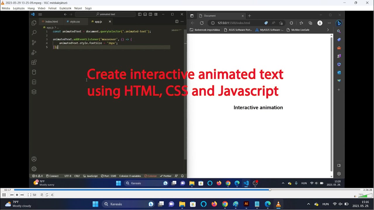 Interactive Text Animation - Simple tutorial using HTML, CSS and JavaScript