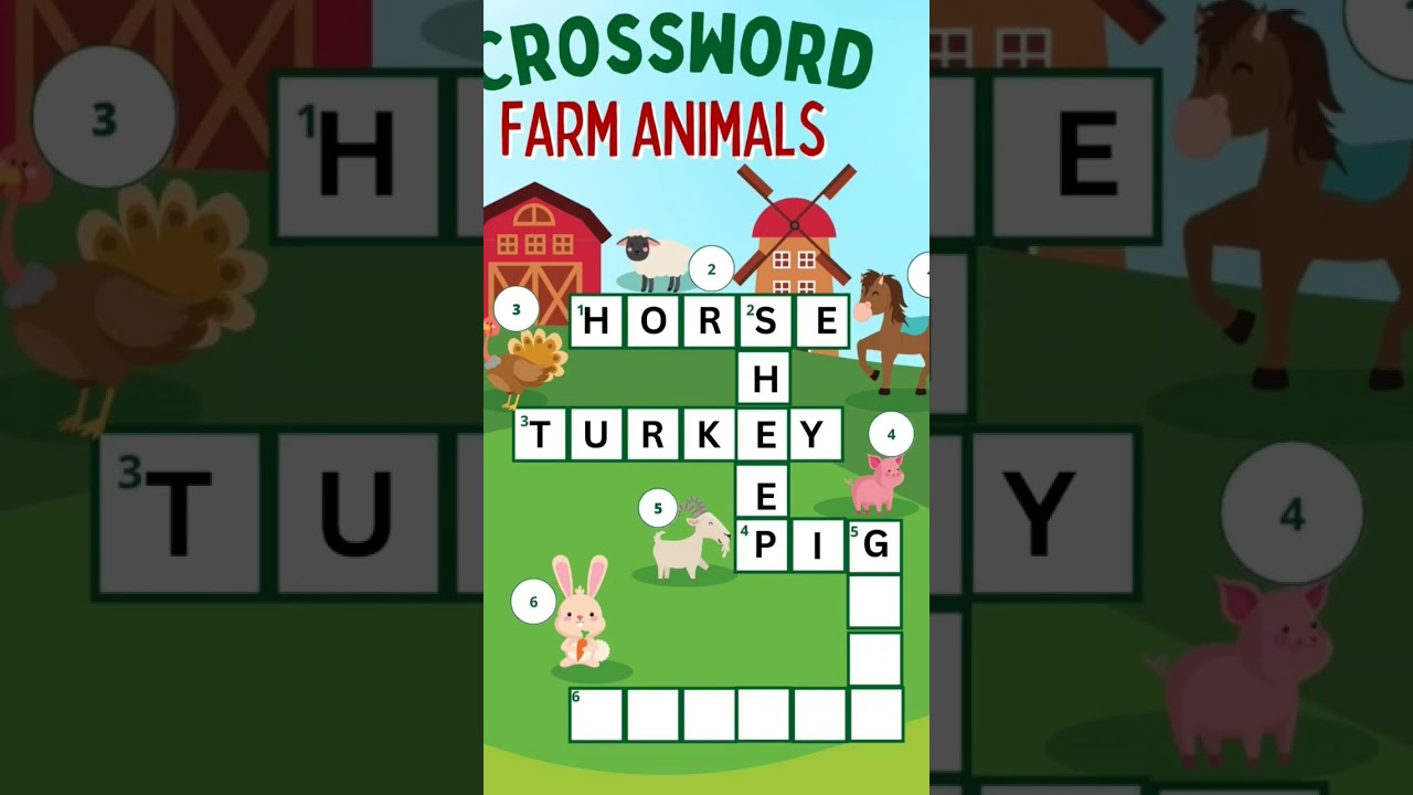 crossword farm animals #kidslearning