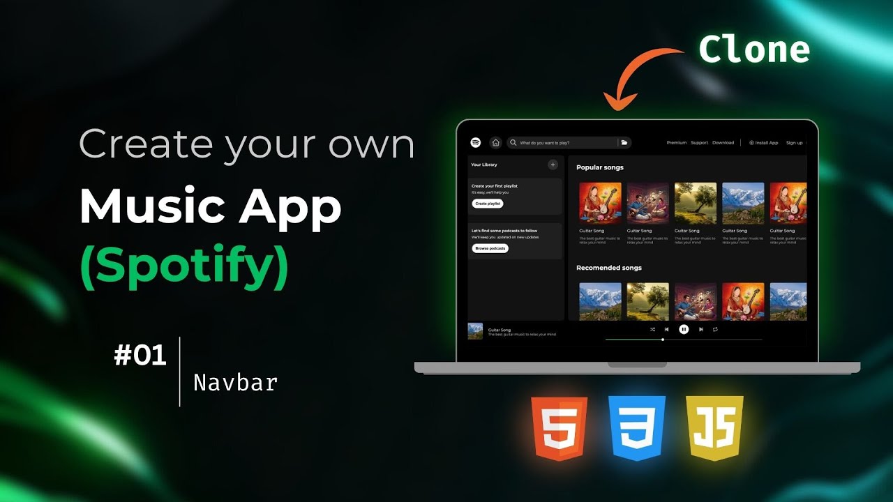 🎧 Building Spotify Clone Step-by-Step – EP1: Realistic Navbar Using HTML & CSS!