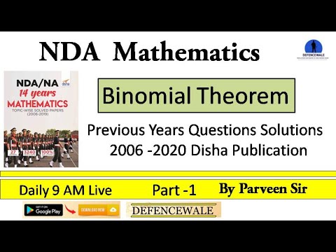 NDA MATH -- Binomial Theorem Solution Part-1 -- PYQ's SOLUTION -- DISHA PUBLICATION SOLUTION ...