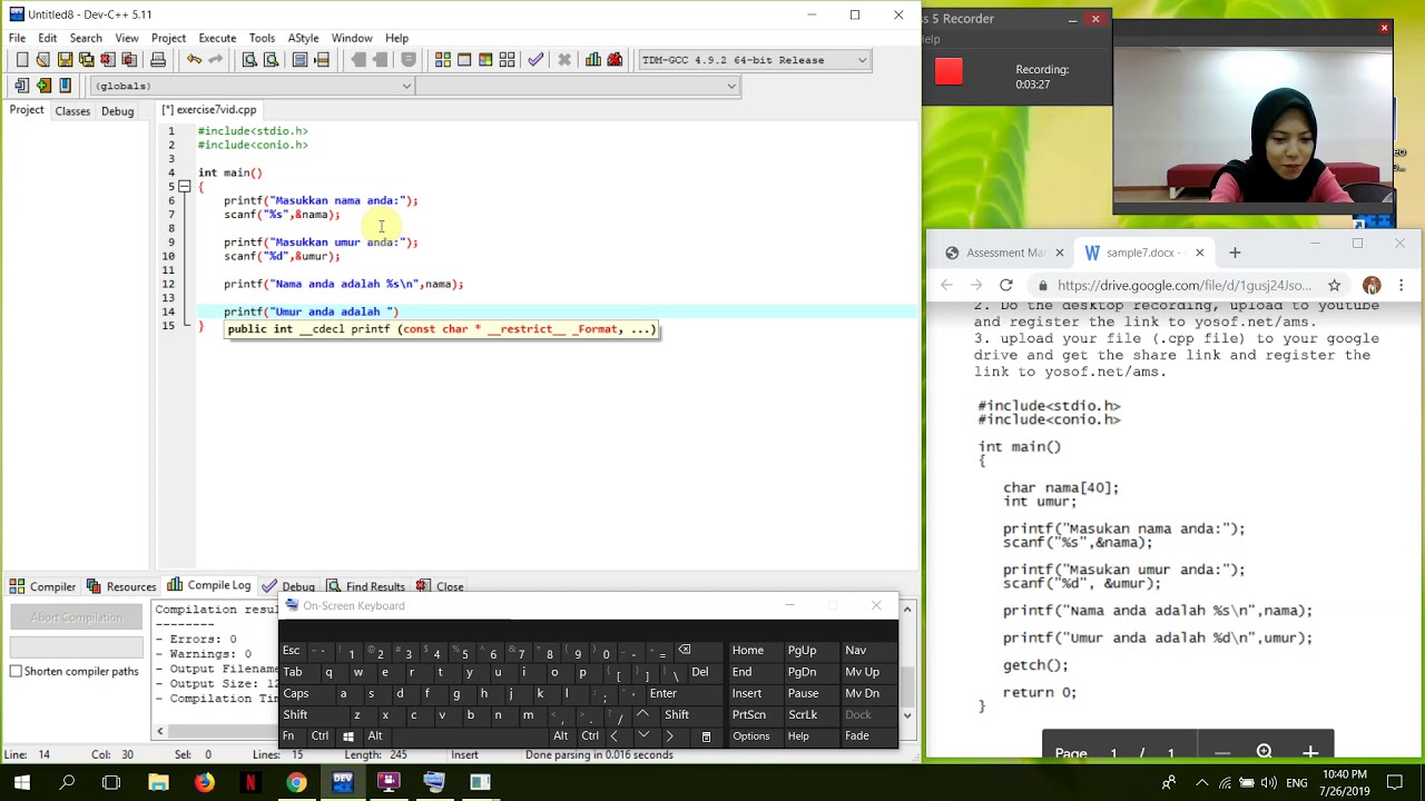 programming exercise 7