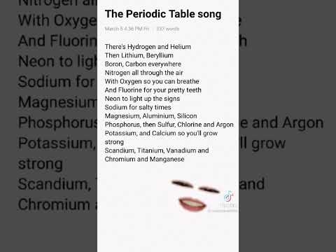 The periodic table song.........