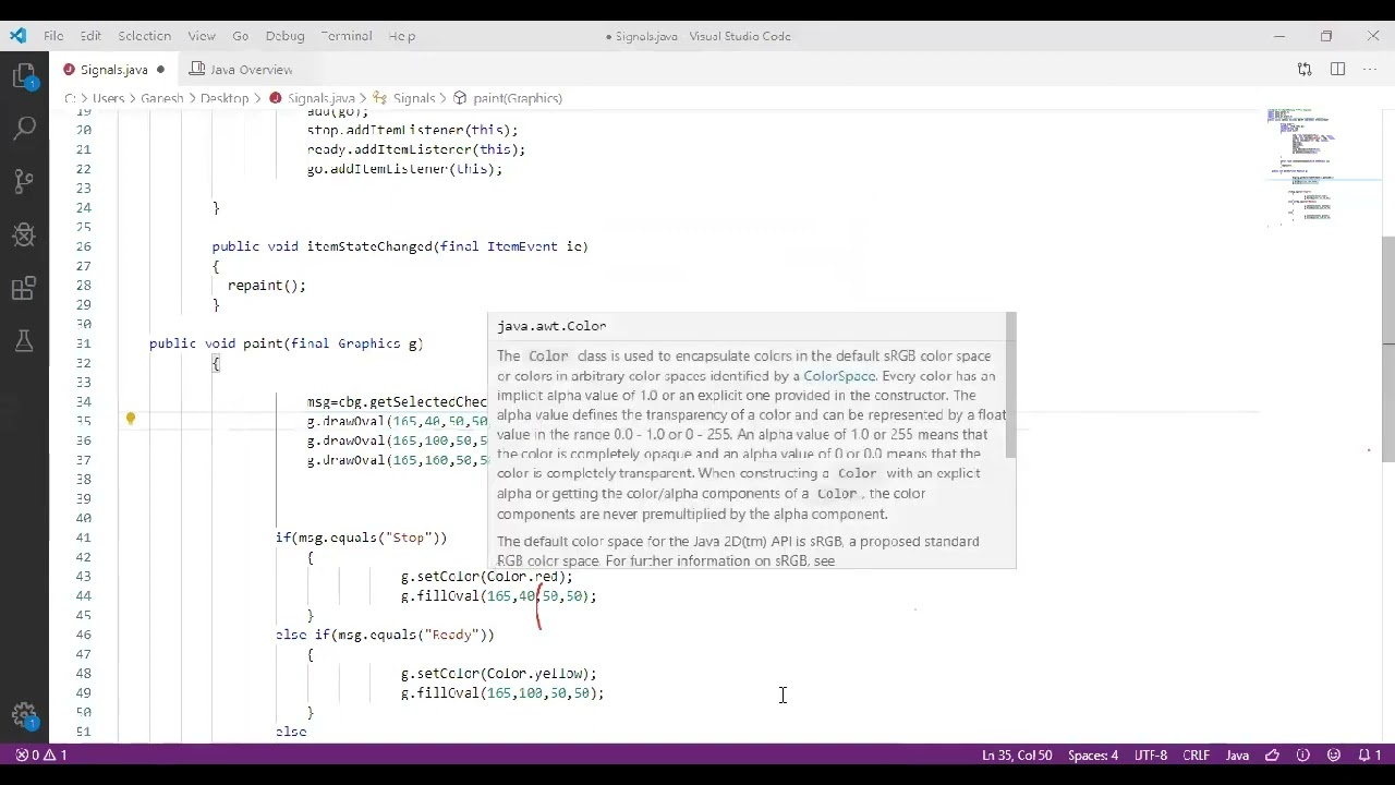 Java Applet Traffic Light Program