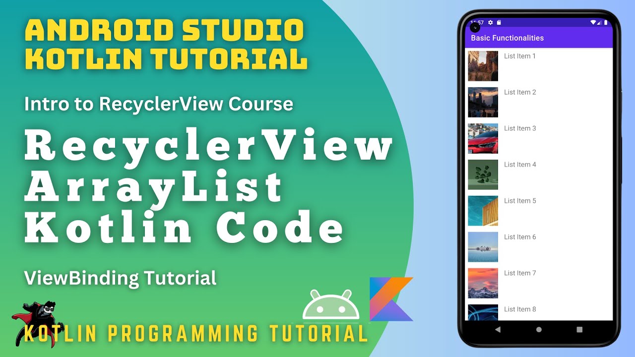 RecyclerView ArrayList  in Kotlin 2023 - Android Tutorial Part 1