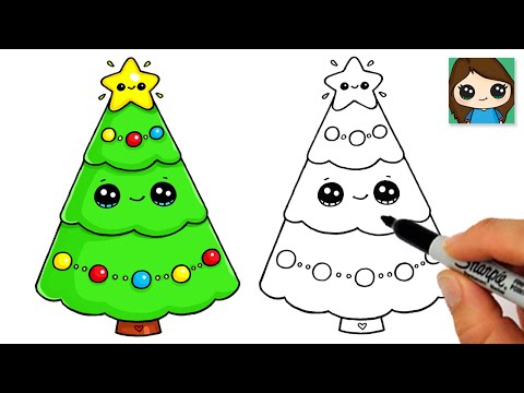 How to Draw a Christmas Tree Easy π New