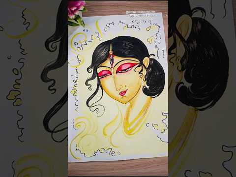 ma durga❤️ water colour painting 🙏🎨 #madurga #kolkata #durgapuja #watercolor #painting #art #short