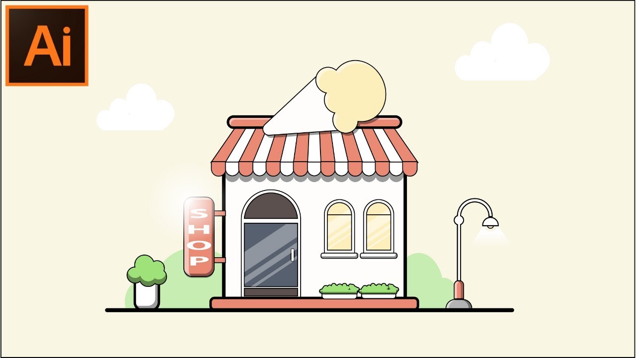 Adobe illustrator CC tutorial - How to Make a Flat Background Design For Beginners
