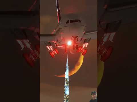 Night landing #trending #burjkhalifa #airport #pilot #aviation#sodha#moon#viralvideo#plane#shorts