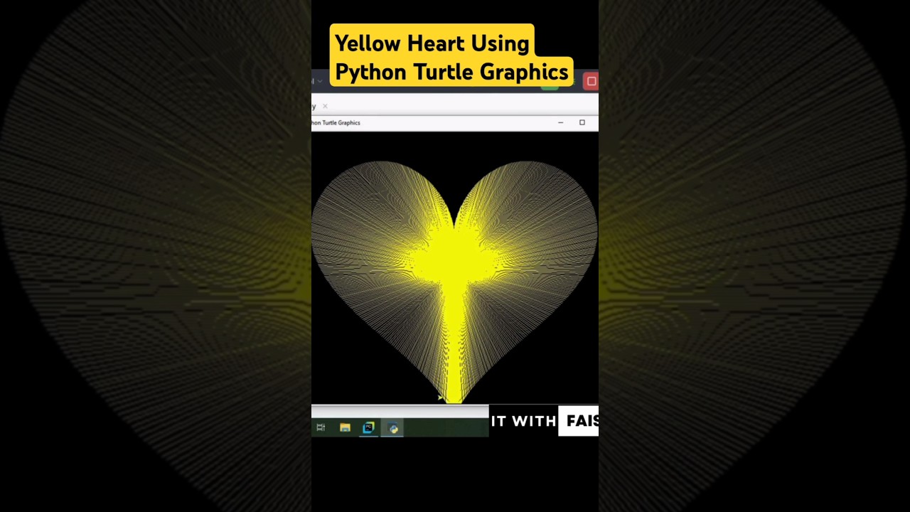 Yellow Heart Shape Pattern Using Python Turtle Graphics #heartshape #python #turtlegraphics #coding