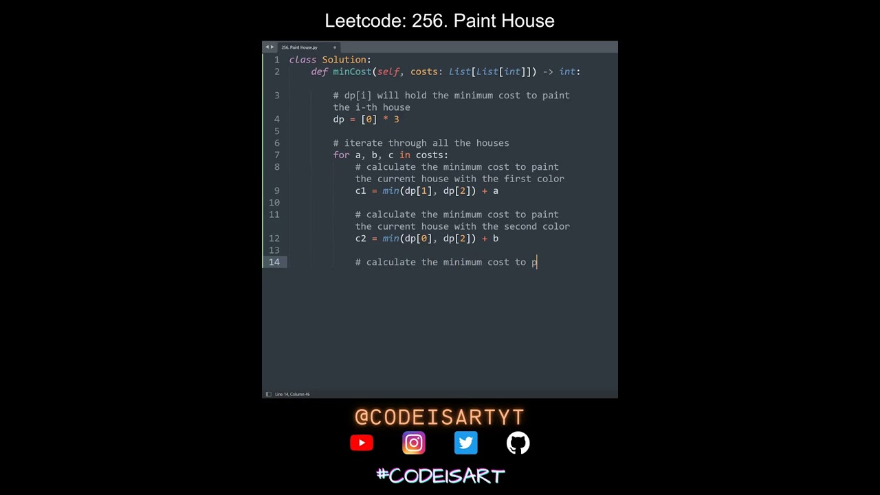 Leetcode 256. Paint House in Python | Python Leetcode | Python Coding Tutorial | Python Coding ASMR