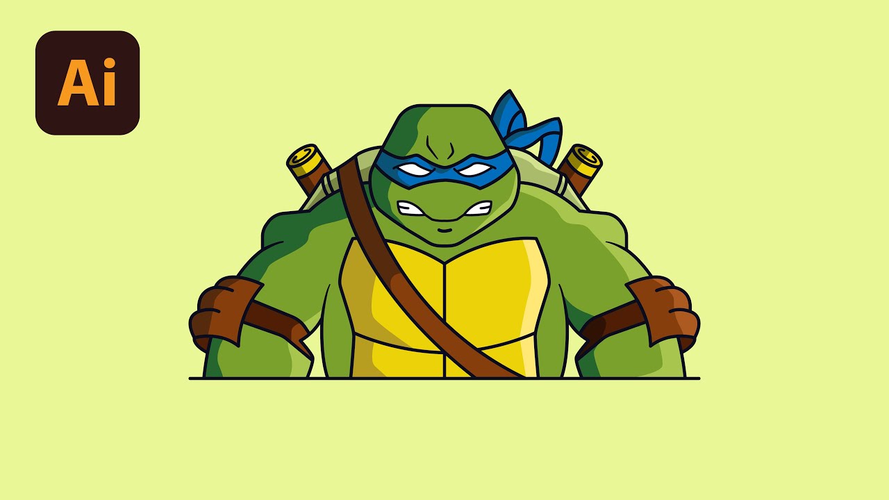 Illustrator Tutorial | How to Create a Vector Teenage Mutant Ninja Turtles (Leonardo)
