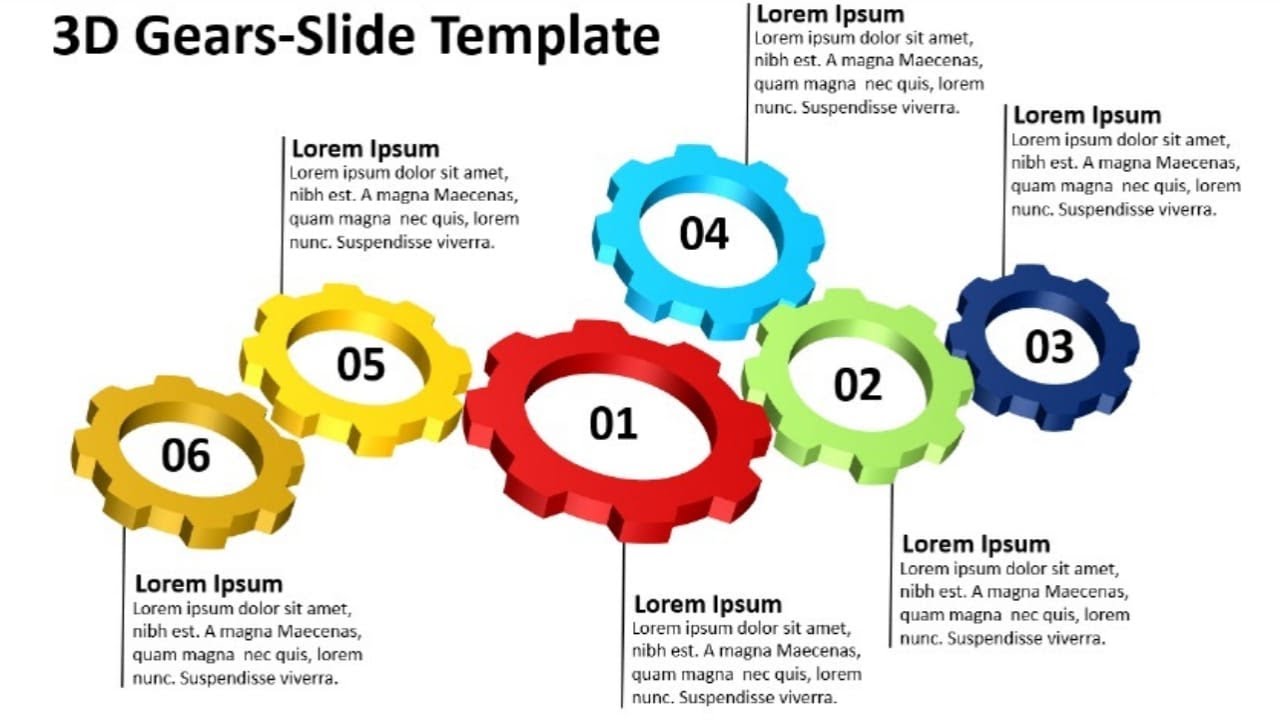 Create 3D Gear infographic in ppt presentation template presentation