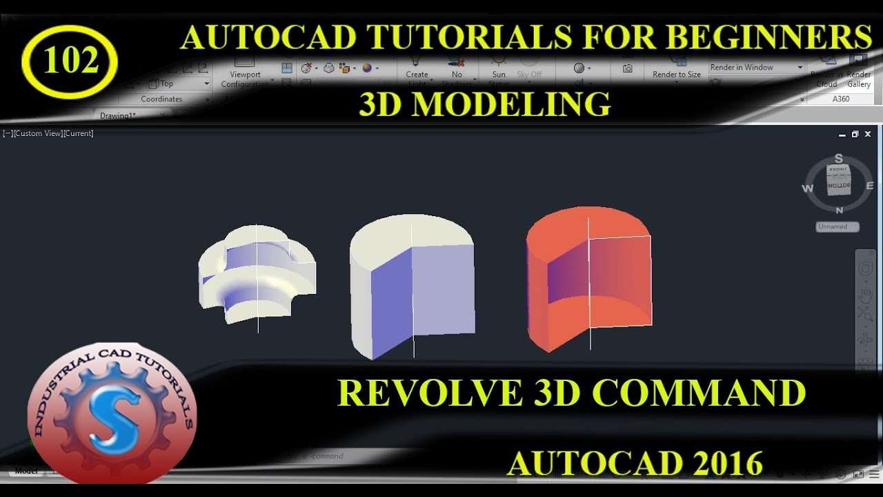 REVOLVE COMMAND SOLID SURFACE 3D MODELING || BASIC TUTORIALS FOR BEGINNERS || AUTO CAD 2016