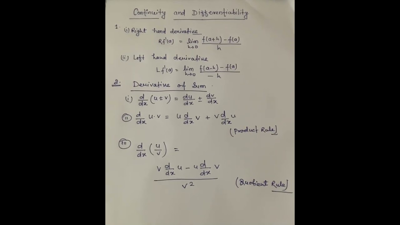 Continuity and Differentiability