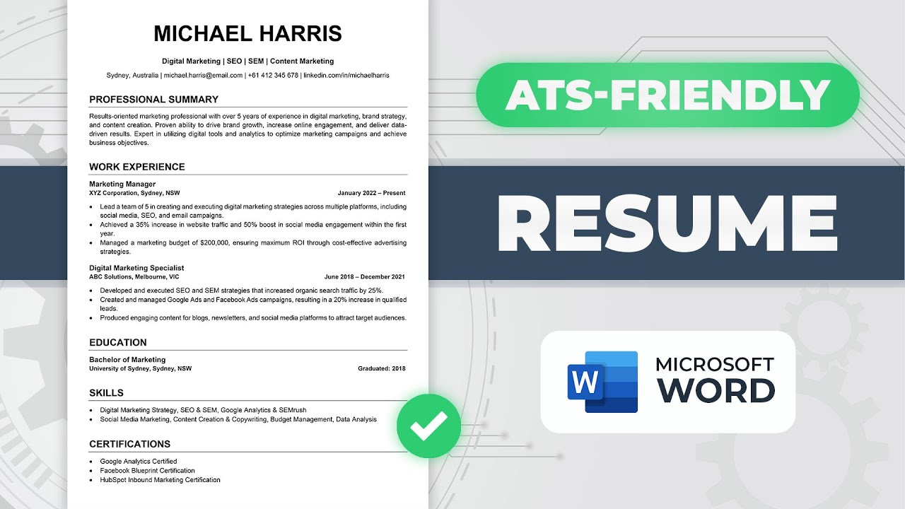 How to Make ATS Friendly Resume in MS Word | ATS Resume Template | Free Download