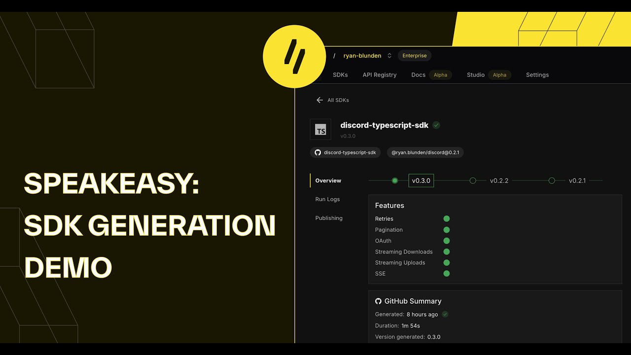 Intro to Speakeasy SDK generation