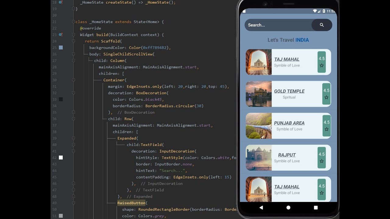 Travel App UI design using flutter