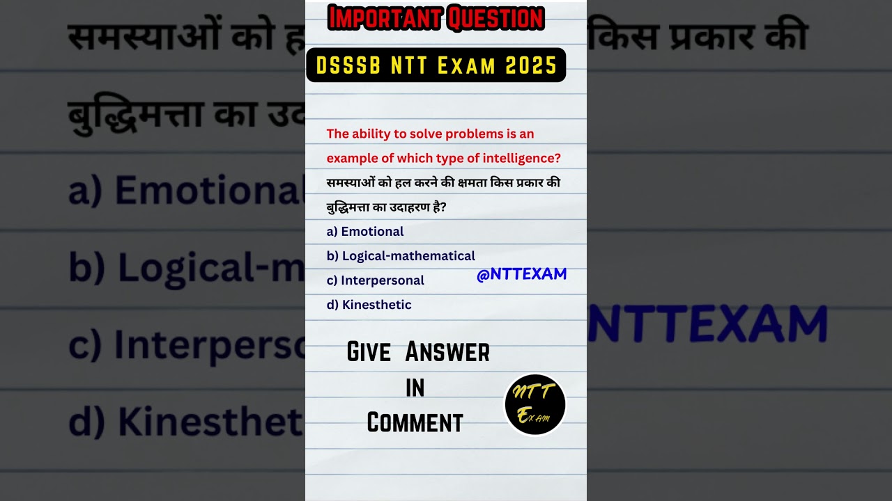 ⚠ DSSSB NTT Exam 2025 Most Important Question #nttexamtips