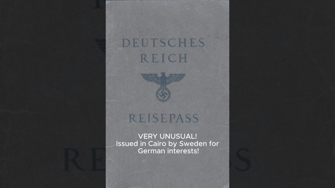 German J-stamped passport 1940 issued in Cairo by the Swedish for German interests. WOW!
