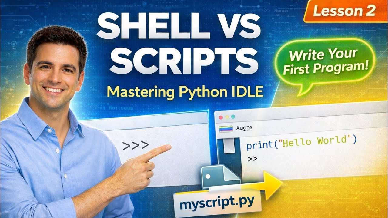 Python IDLE IDE Tutorial: Shell vs Scripts for Beginners | Lesson 2 (2026)