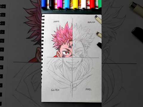 Part 1 Anime version of Sukuna..😈 Sukuna in 4 Different Styles!👀#shorts #jjk #sukuna #animeart