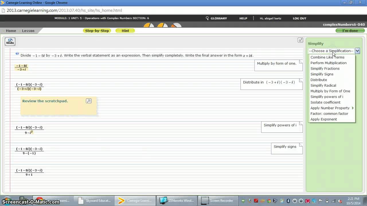Cognitive Tutor: Unit 5 Section 6