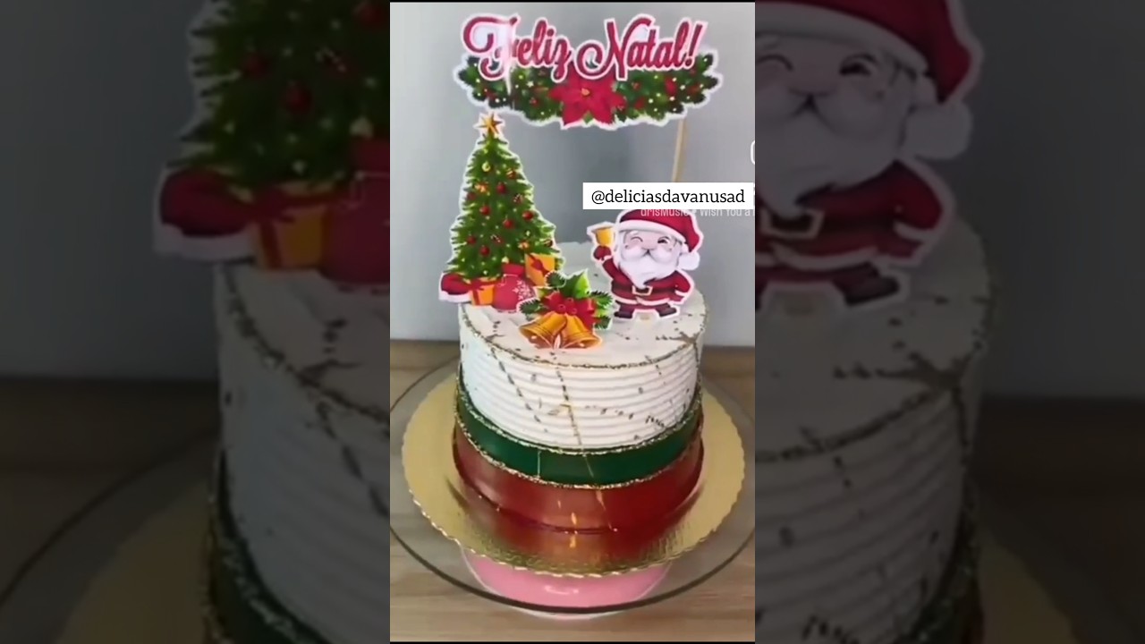 Decoração de bolo natalino #dicasdeconfeitaria #bolodenatal #confeitariaparainiciantes