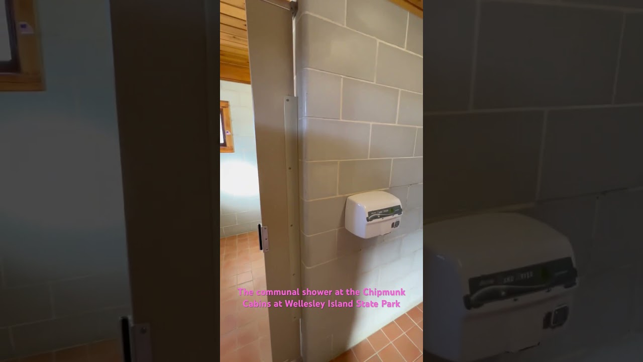 The communal showers at The Chipmunk Cabins at Wellesley Island State Park