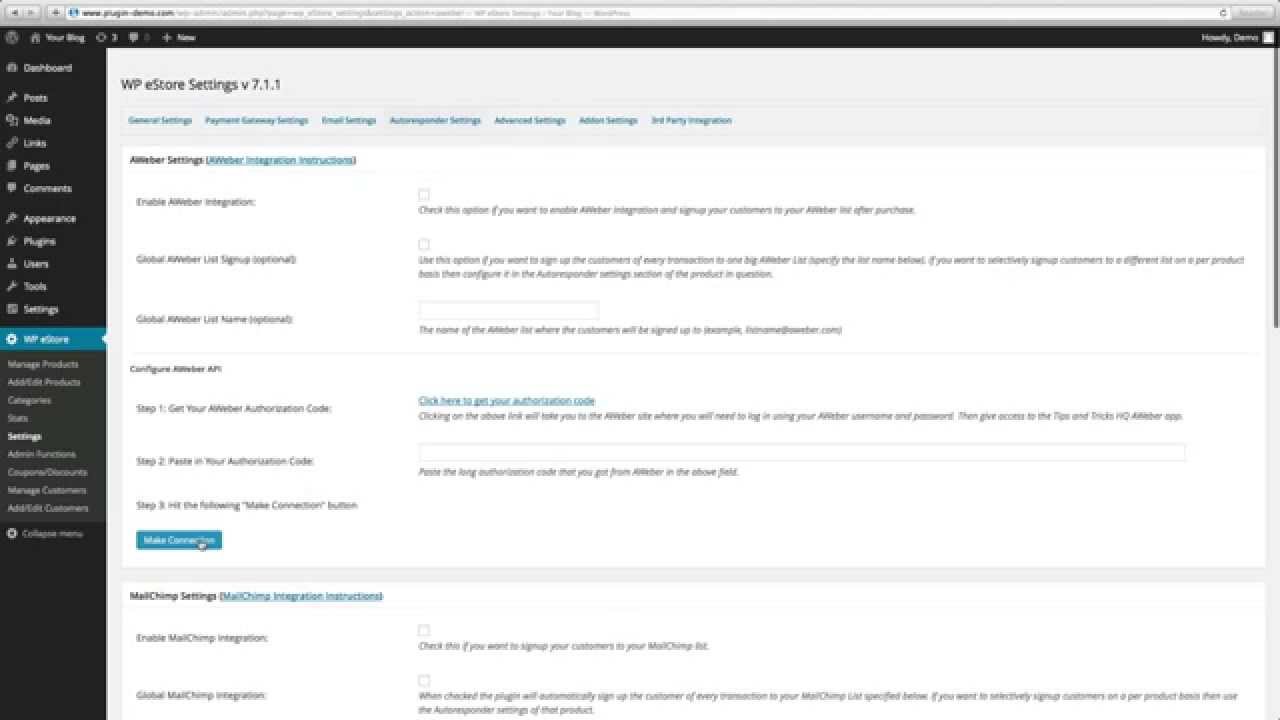 Basic WP eStore Plugin Setup