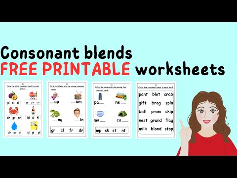 Consonant blends Free Printable Worksheets| Phonics| Video-18|