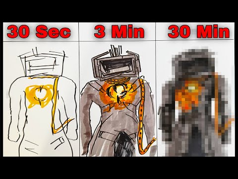 Drawing Titan Tv Man ( Boken Infected ) 3.0 in 30 sec, 3 min, and 30 min | Skibidi Toilet E-77