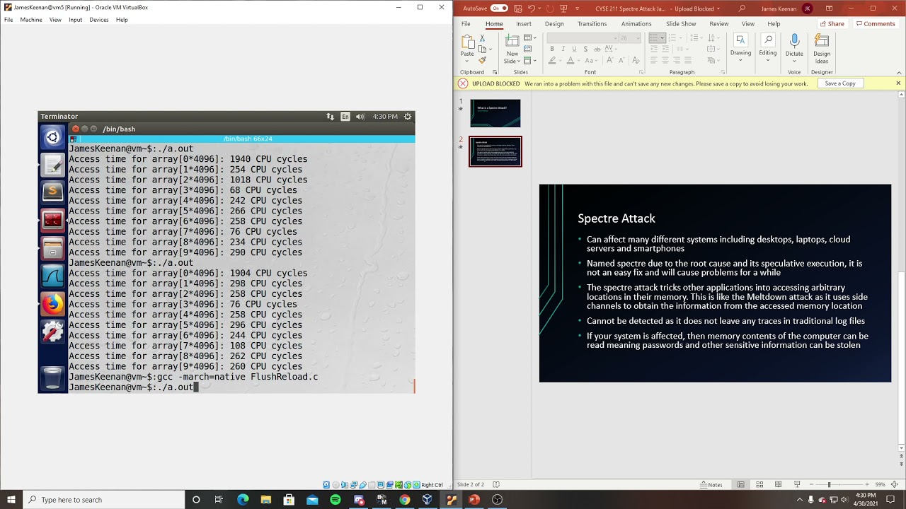CYSE 211 Spectre Attack Extra Credit Assignment