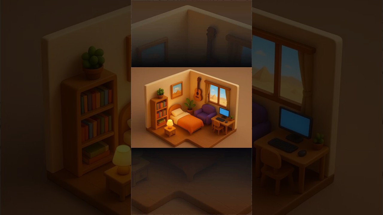 3D Isometric Bedroom Render — Cozy Room Design in AI Art #prompt