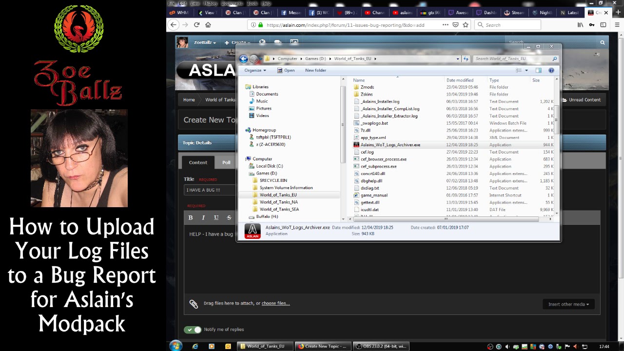 World of Tanks - ZoeBallz - Aslain's Modpack - How to Upload your Logs on a Bug Report