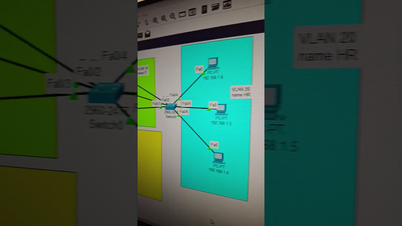 Vlan configuration lab in packet tracer #ciscoccna #networksimulation #windows
