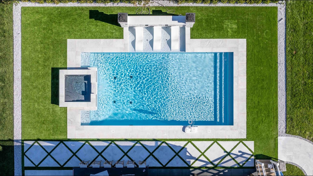 Afyon Glacier Ice Marble Pavers, Copings & Wall Tiles | Luxury Pool Design in Lincroft, NJ