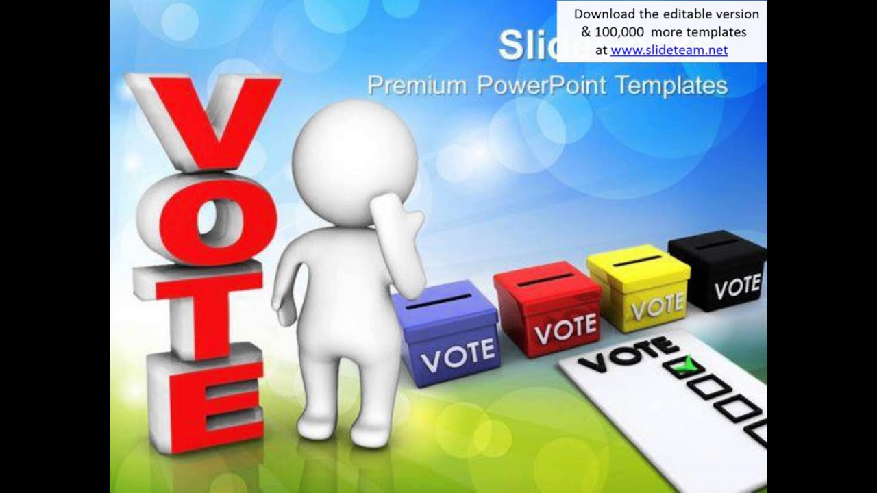 3d man standing beside the word vote people powerpoint templates and powerpoint themes 1012