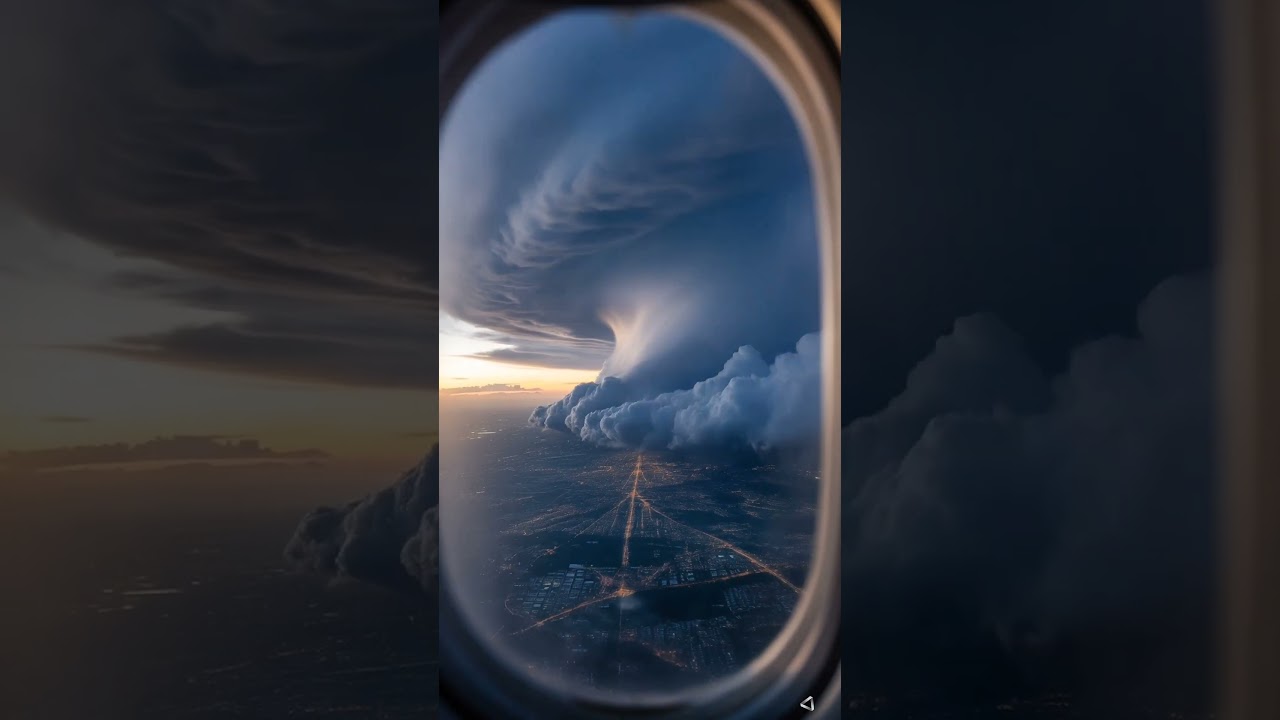 “Terrifying Tornado Seen from Airplane Window | Cinematic Disaster in 8K”