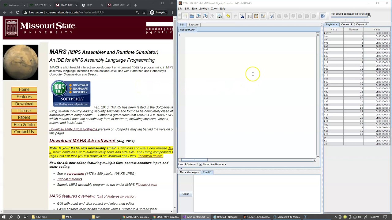 7.1 MIPS Assembly and MARS IDE setup