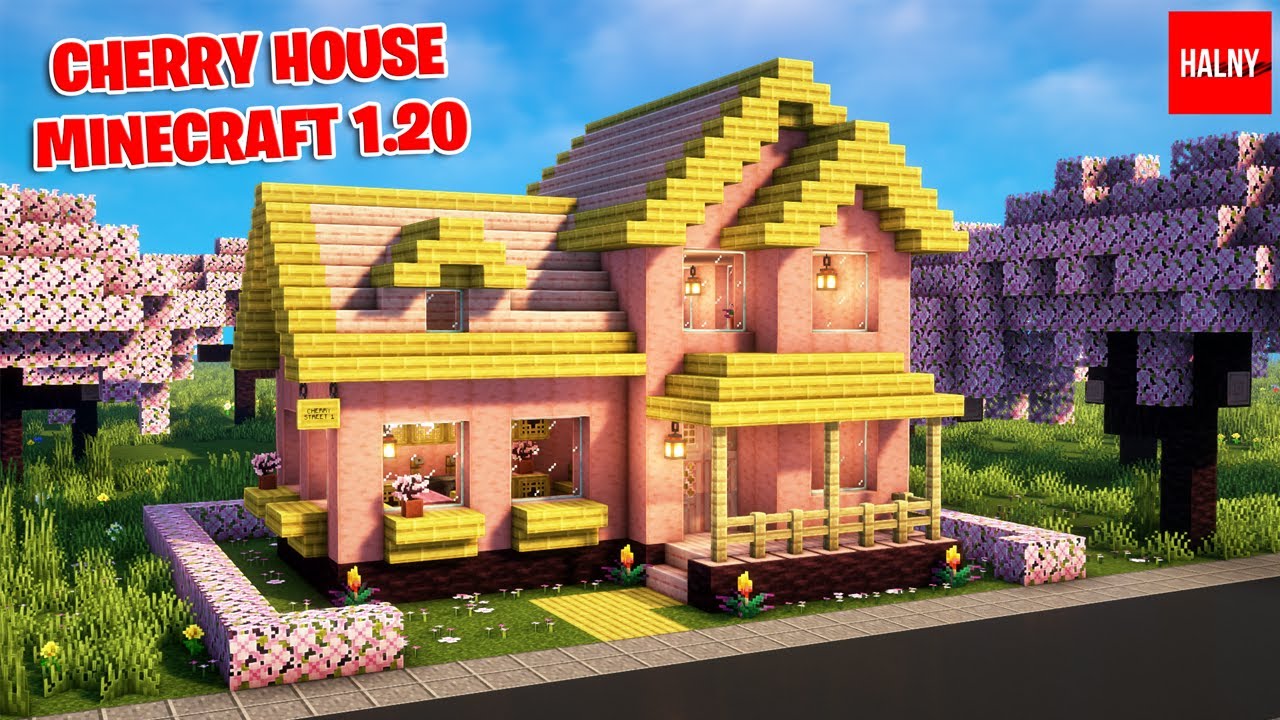 Cherry house in Minecraft 1.20 (tutorial)🍒 - Minecraft Builders