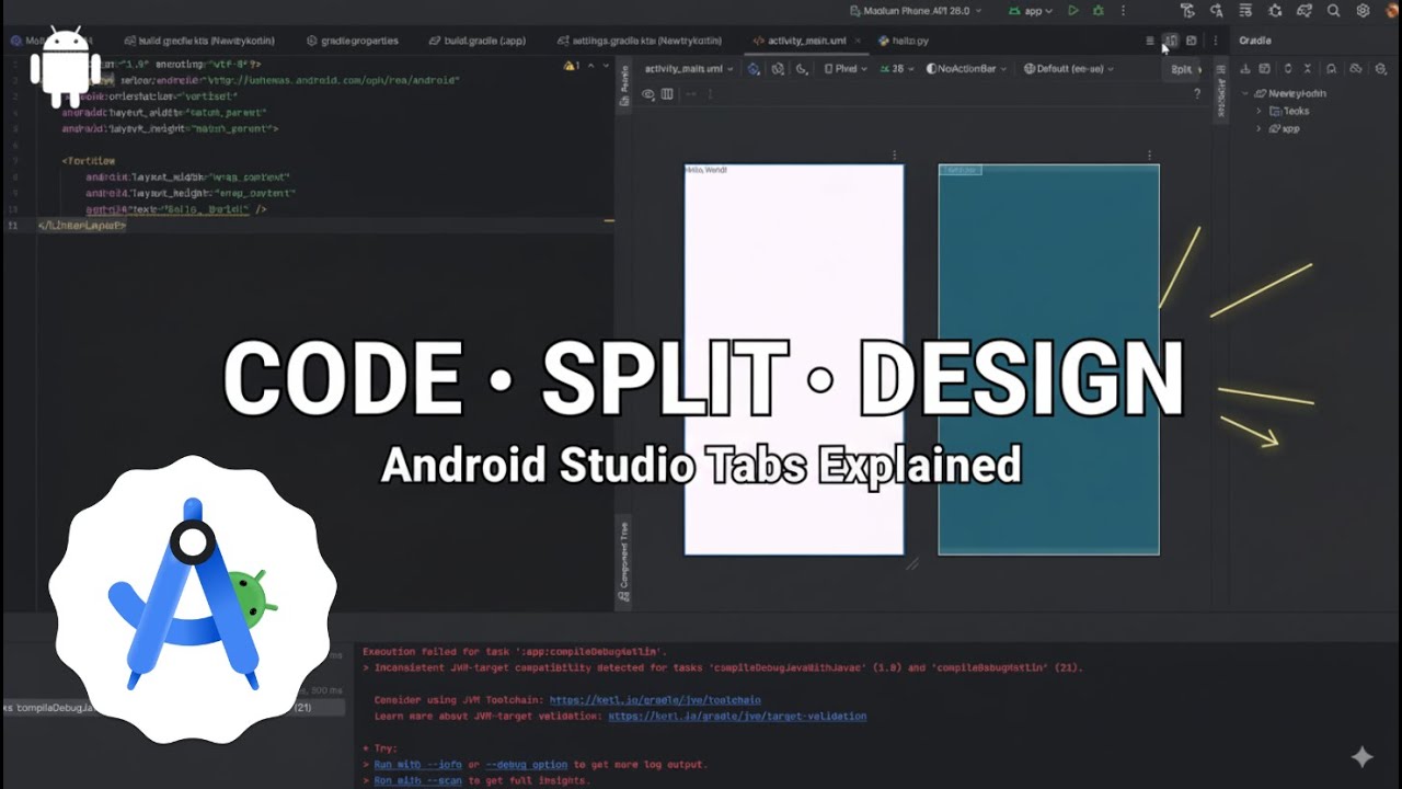 Android Studio XML Layout Views | Code, Split, and Design Explained
