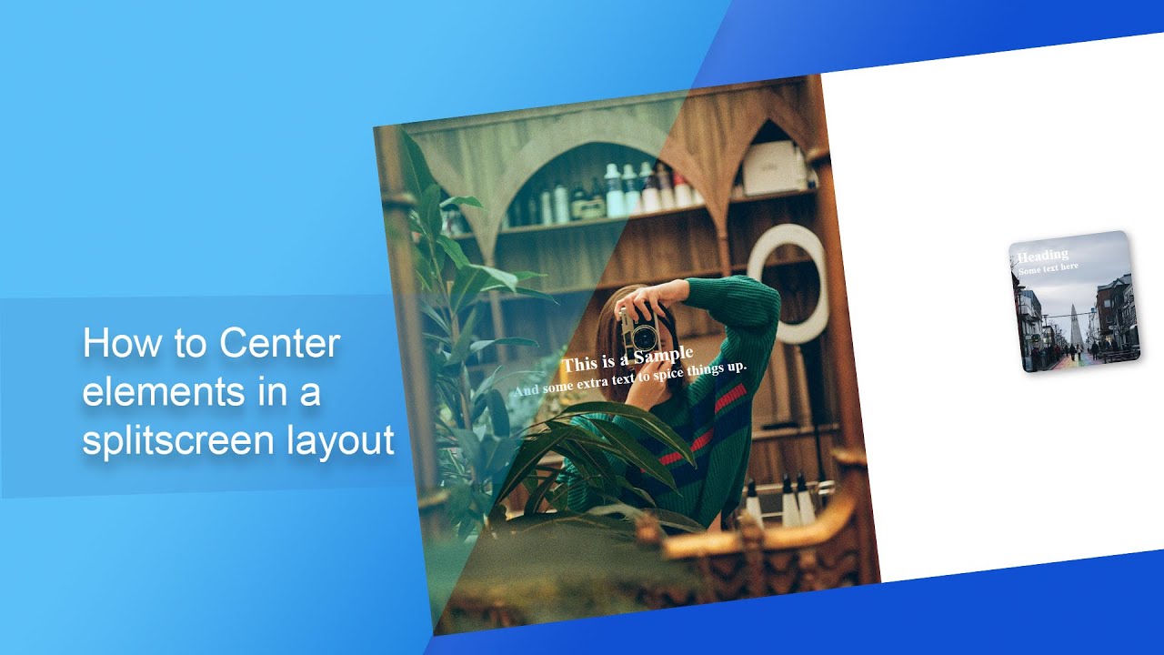 How to center elements in a split screen website layout. (HTML and CSS)
