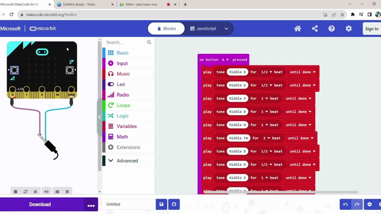 Microsoft MakeCode Micro:bit Project 16: 'Happy Birthday' Created by Trishanth Kumar