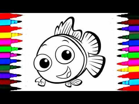 Coloring Pages Little Fish l Ocean Creatures Drawing To Color For Kids l Learn Rainbow Colors