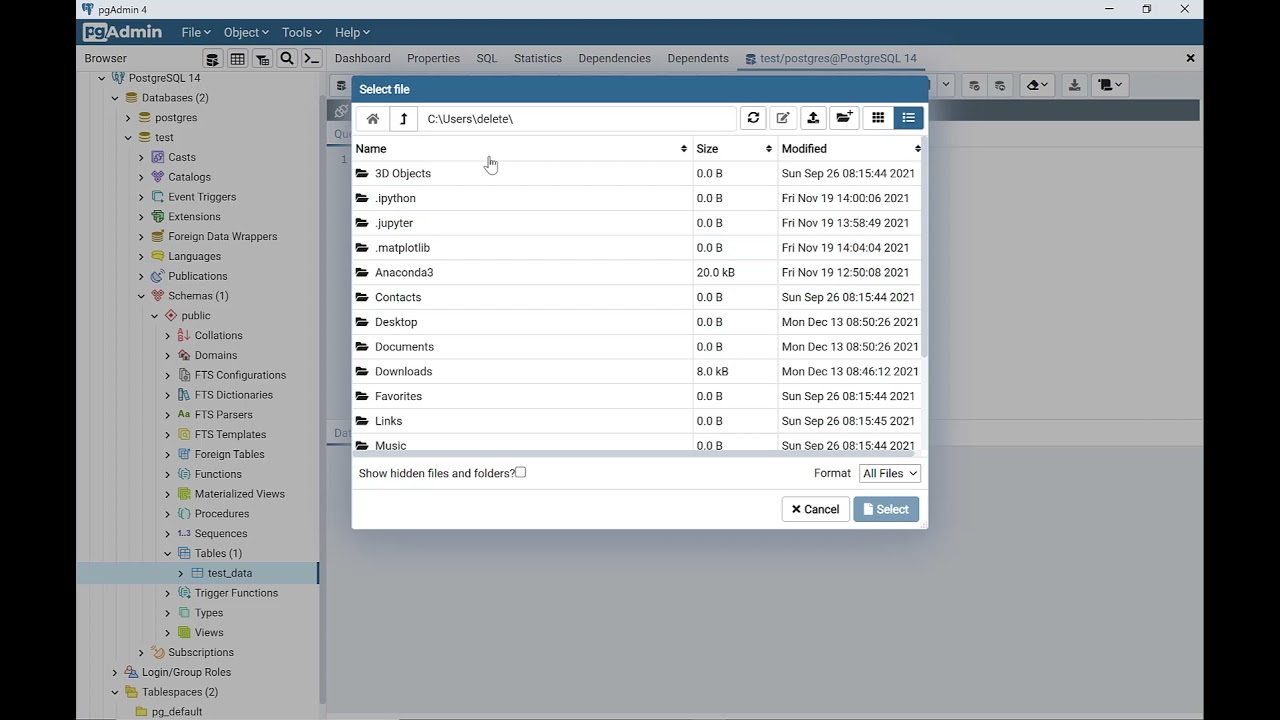 Import CSV file into PostgreSQL with PgAdmin