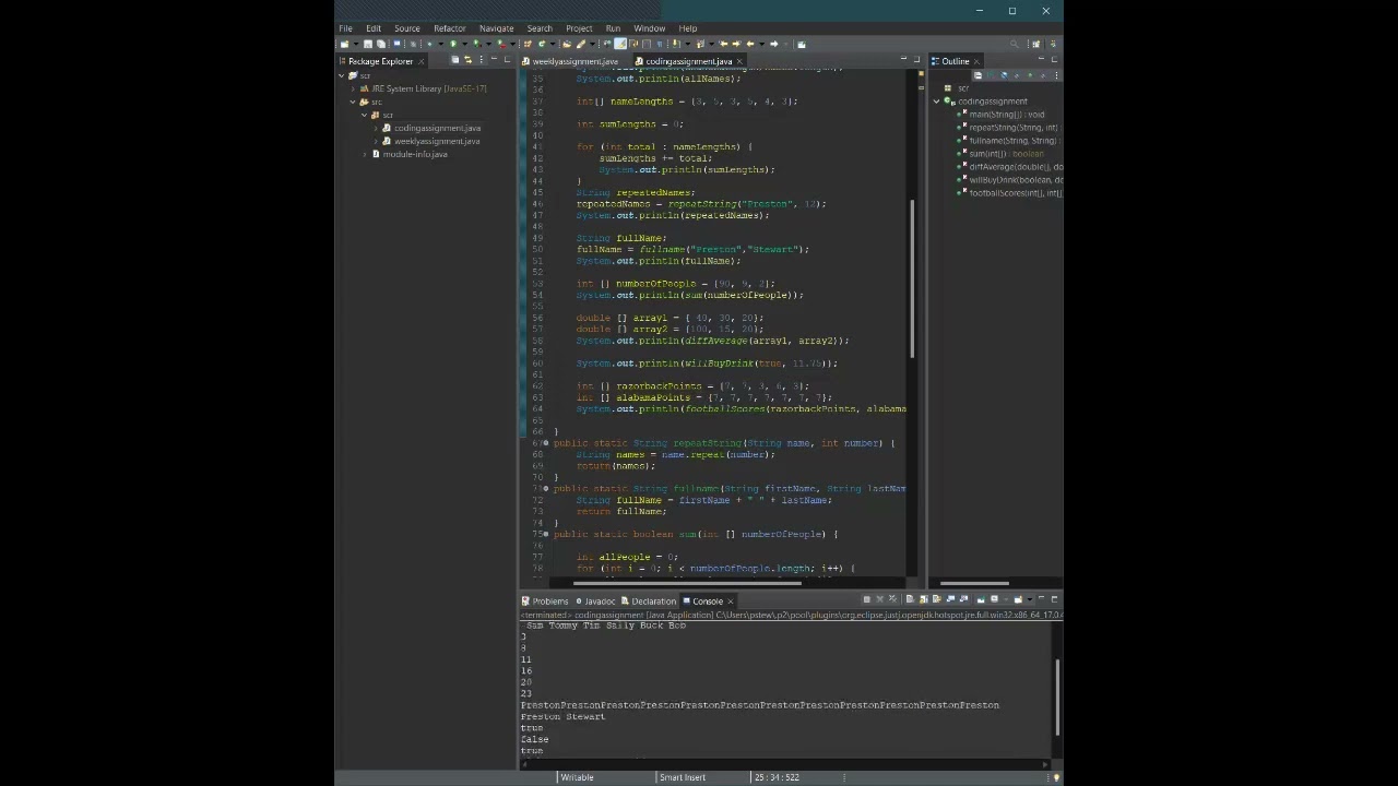 Week 3 and 4 coding assignment