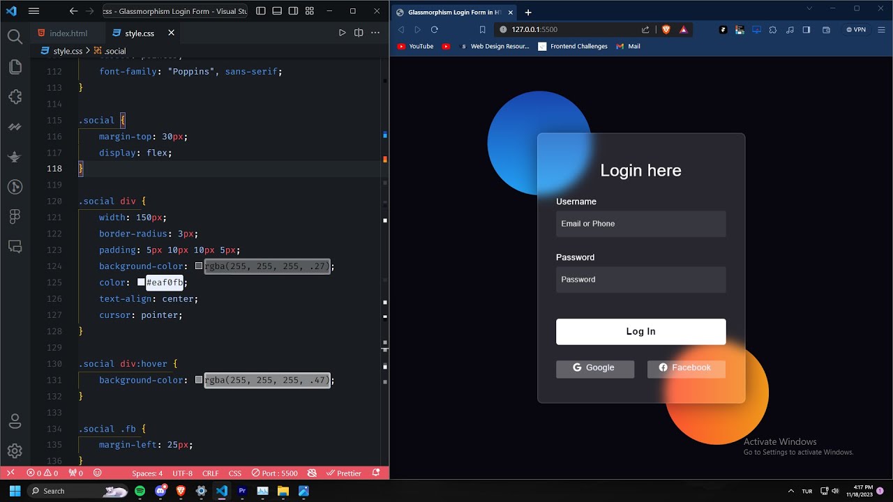 ASMR Programming - Glassmorphism Login Form Design - No Talking (Only HTML CSS)