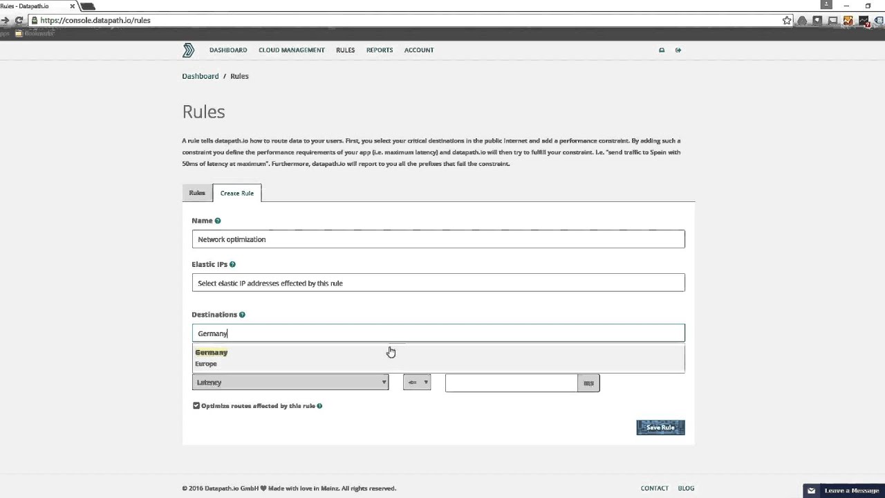 Creating Network Optimization rules - Datapath.io DevOps Network Optimization