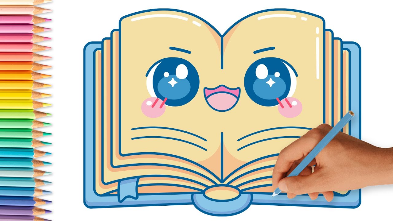 Cómo DIBUJAR un LIBRO ABIERTO KAWAII📖  UTILES ESCOLARES